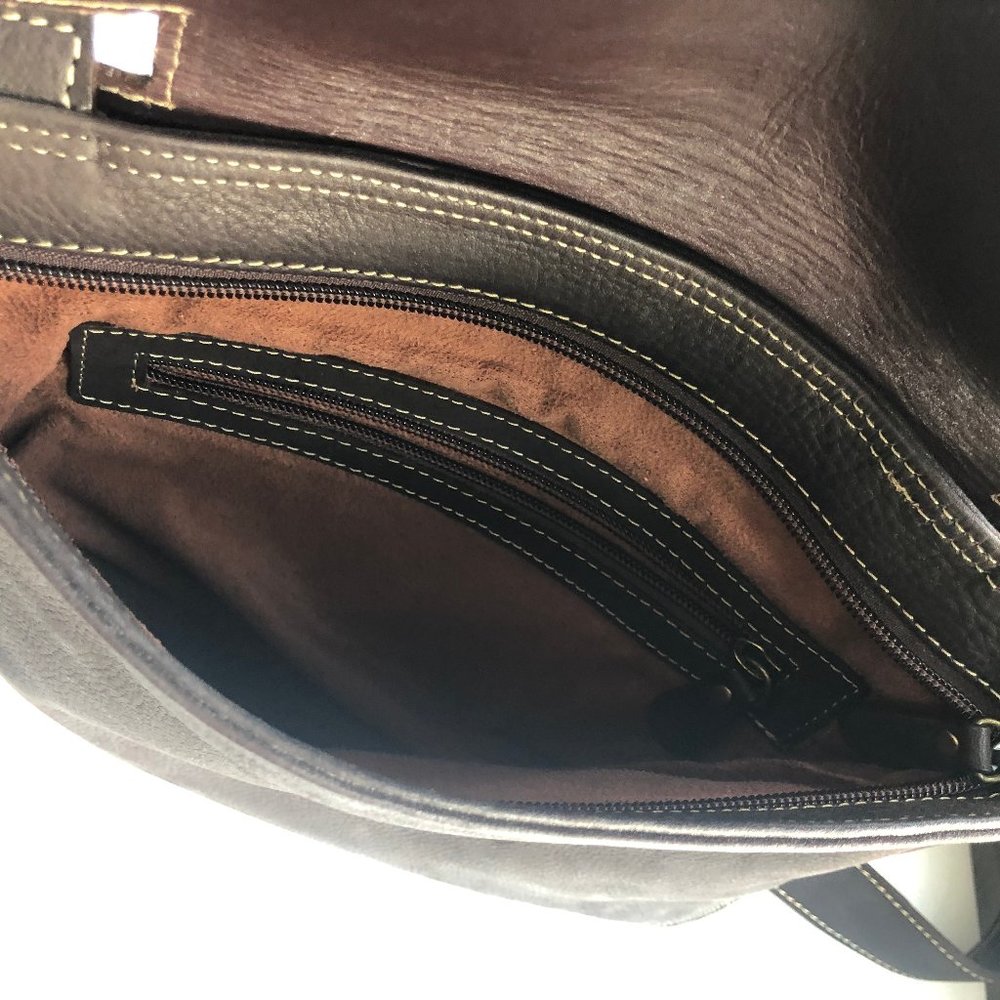 Pebbled Chocolate Brown Leather Crossbody Bag - Gem